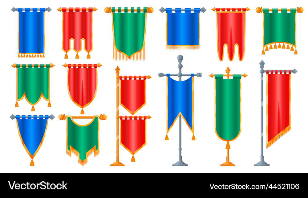 Fantasy flags cartoon hanging vintage medieval Vector Image