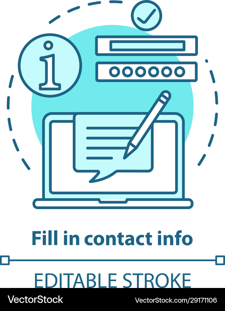 Fill in contact info blue concept icon us Vector Image