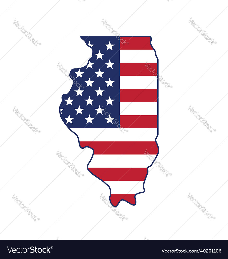 Illinois il state map shape with usa flag Vector Image