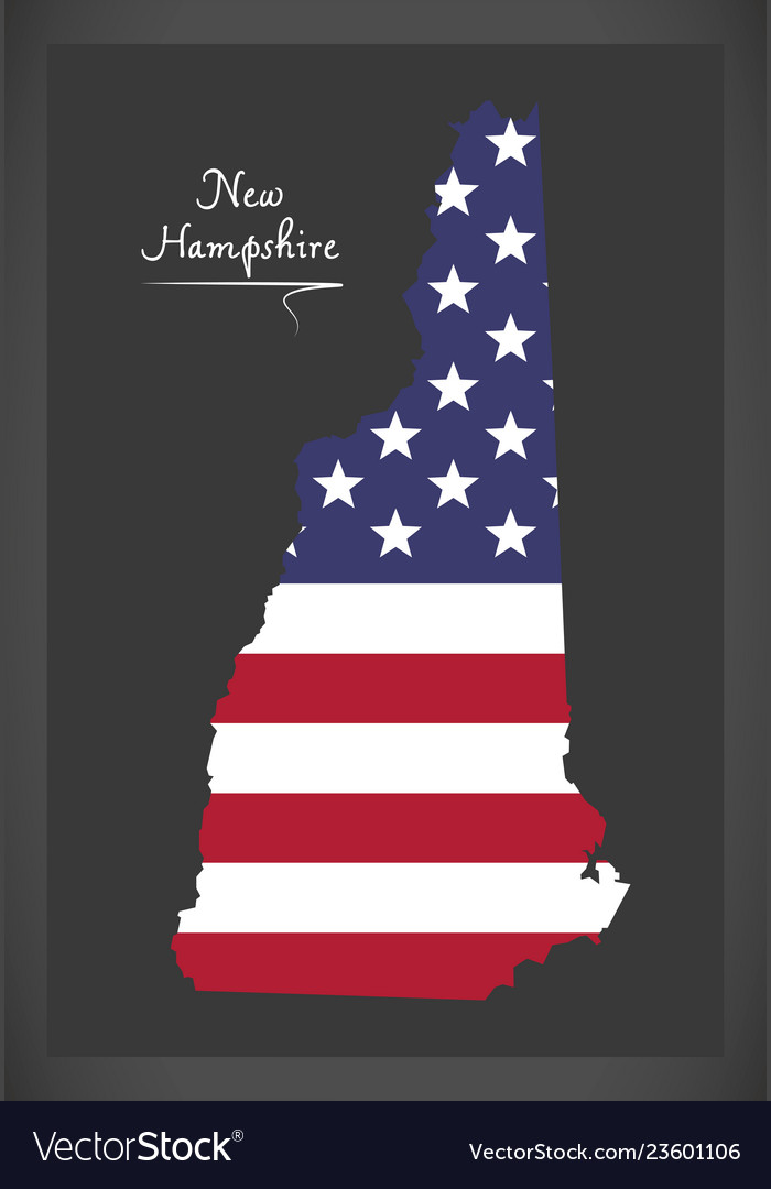 New hampshire map with american national flag Vector Image