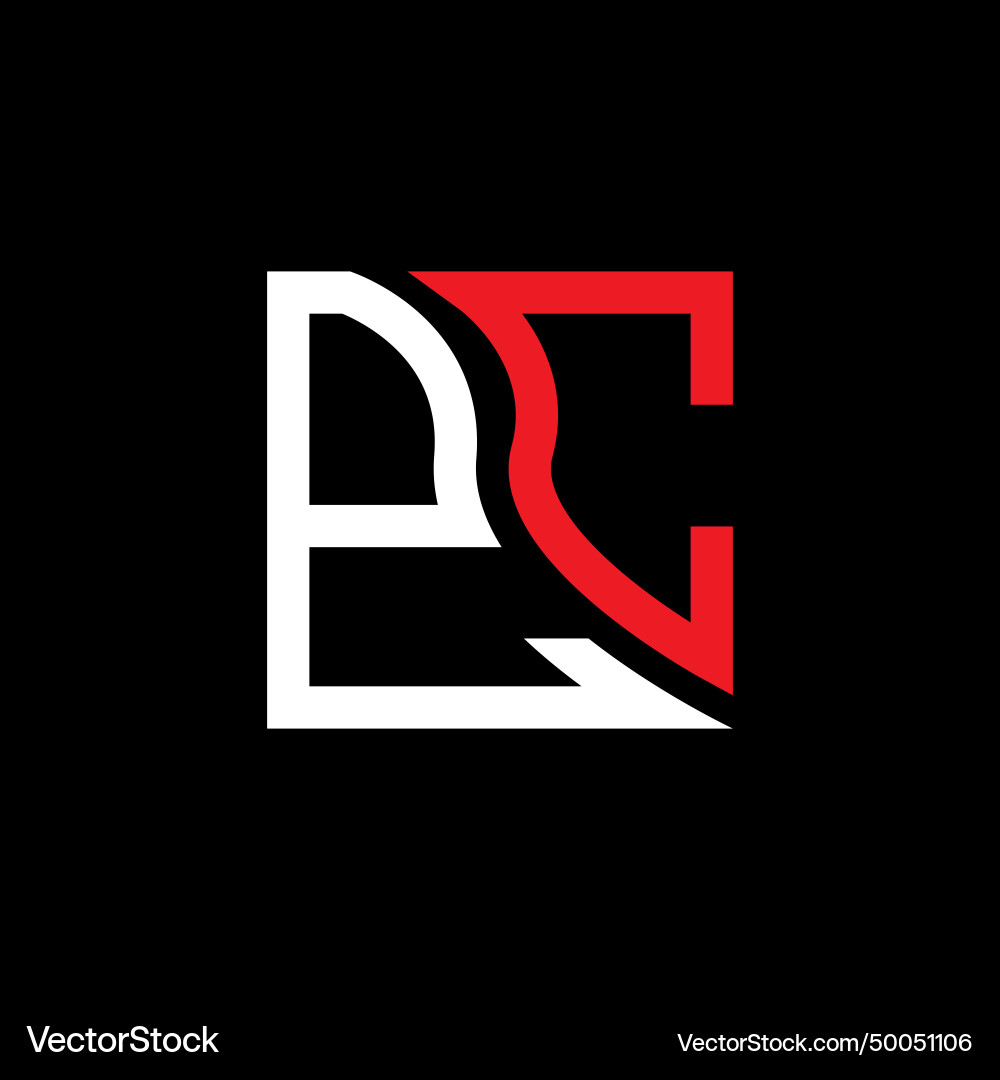 Pc letter logo design pc simple and modern logo Vector Image