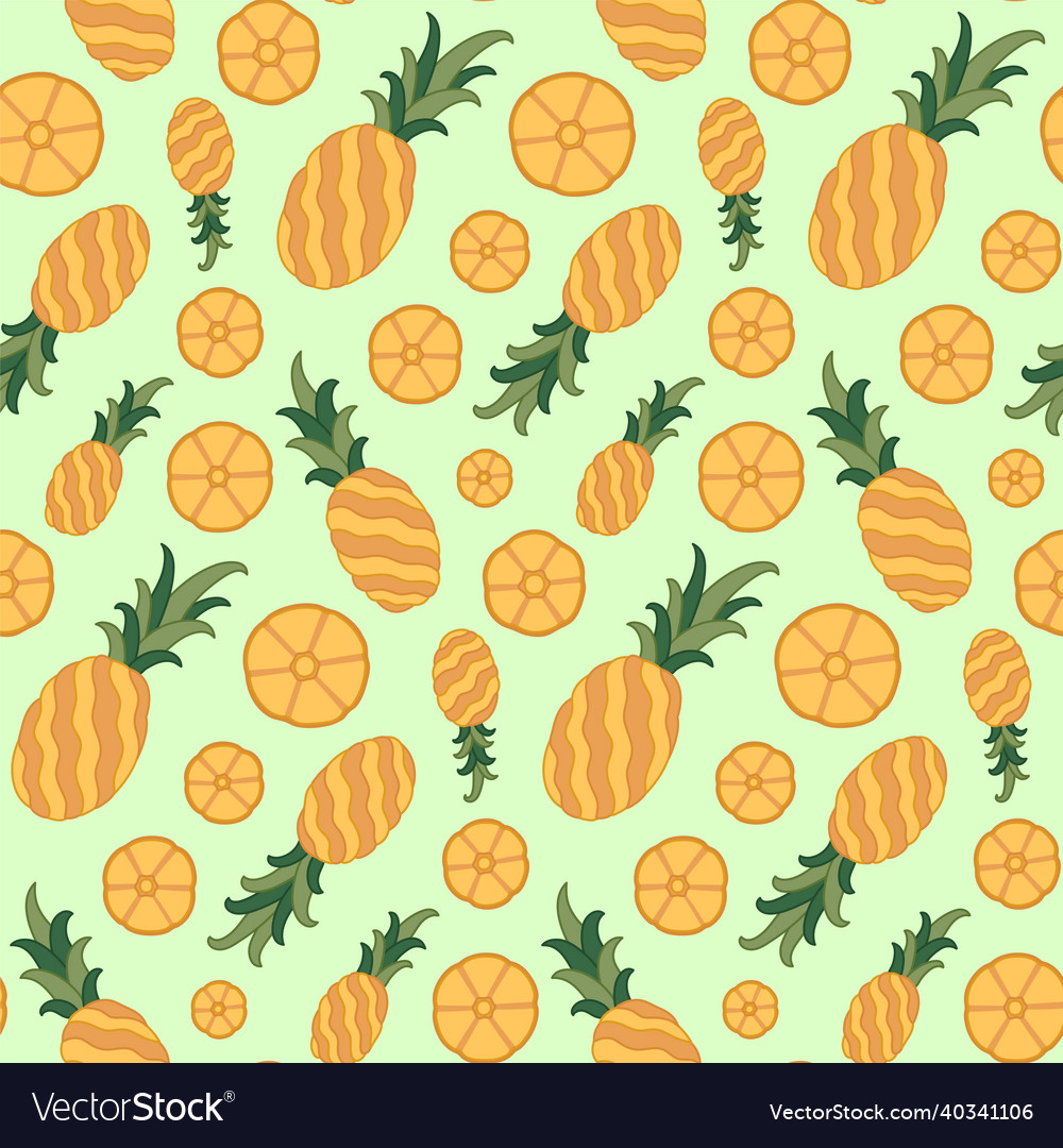 Pineapple fruit seamless pattern design Royalty Free Vector
