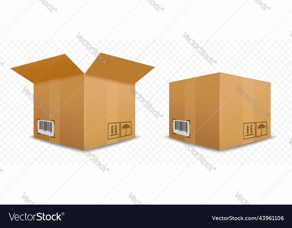 Set open and closed cardboard boxes template Vector Image Set open and closed cardboard boxes template Vector Image