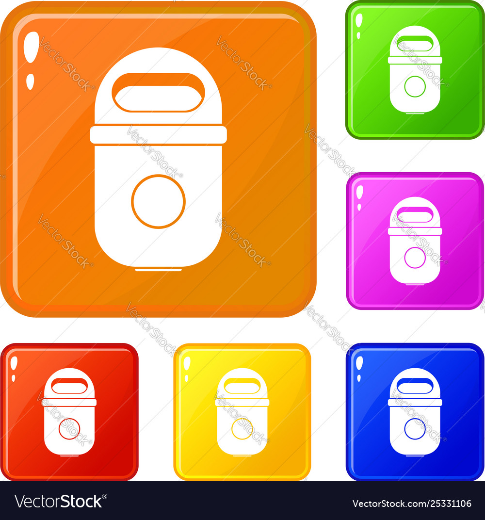 Trash can icons set color Royalty Free Vector Image