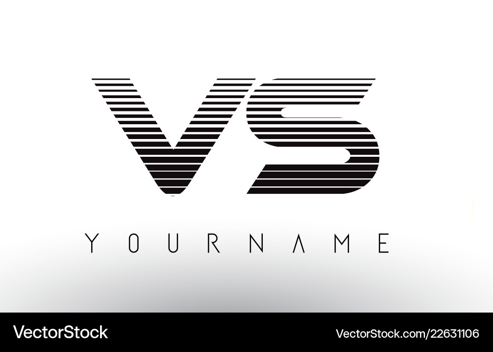 Vs black and white horizontal stripes letter logo Vector Image