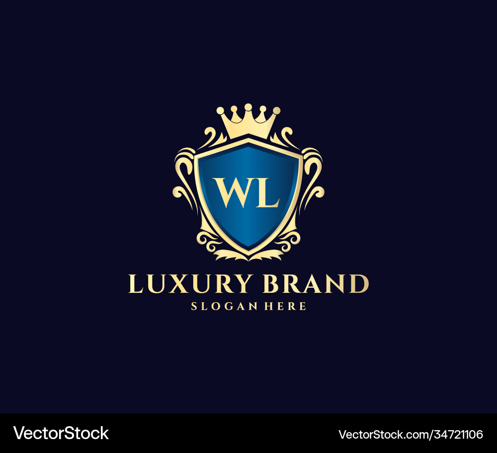 Wl initial letter gold calligraphic feminine Vector Image