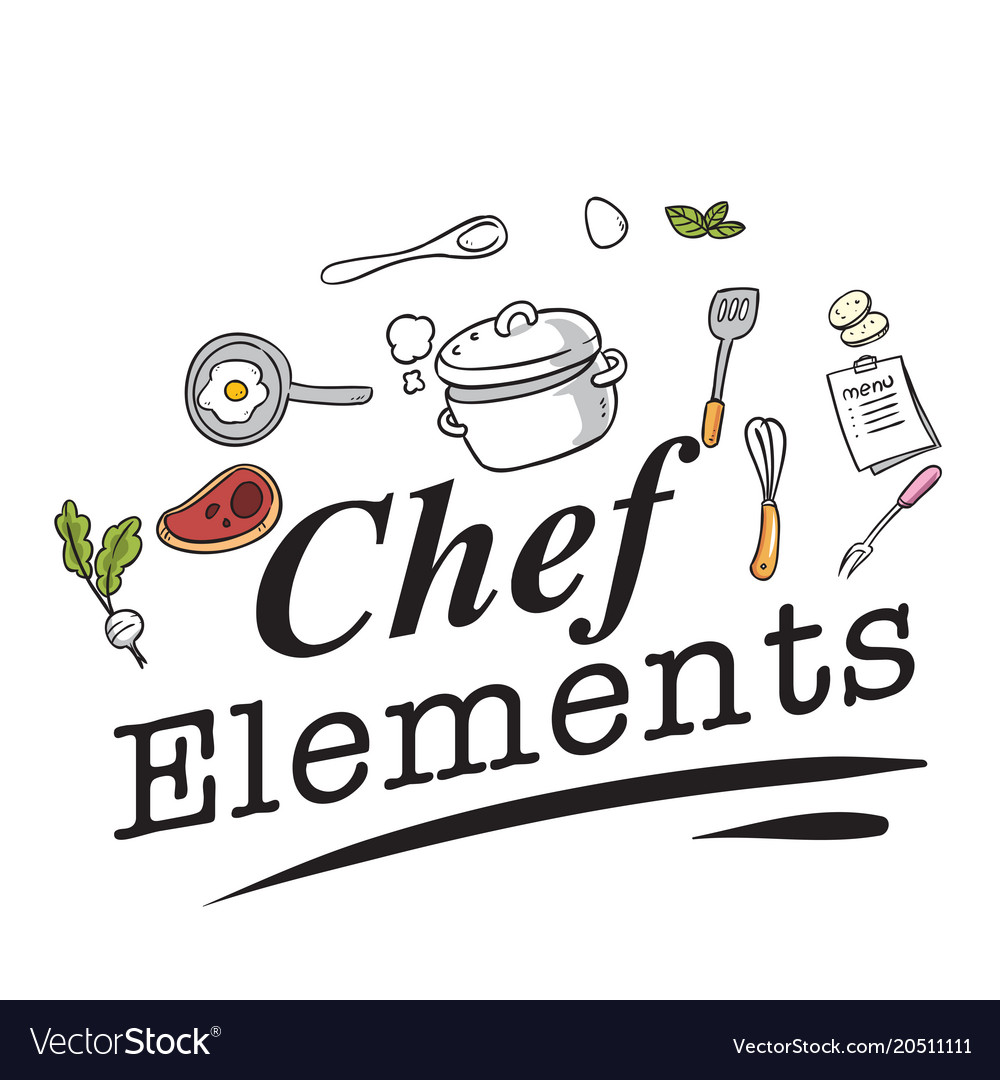 Chef elements kitchenware white background Vector Image