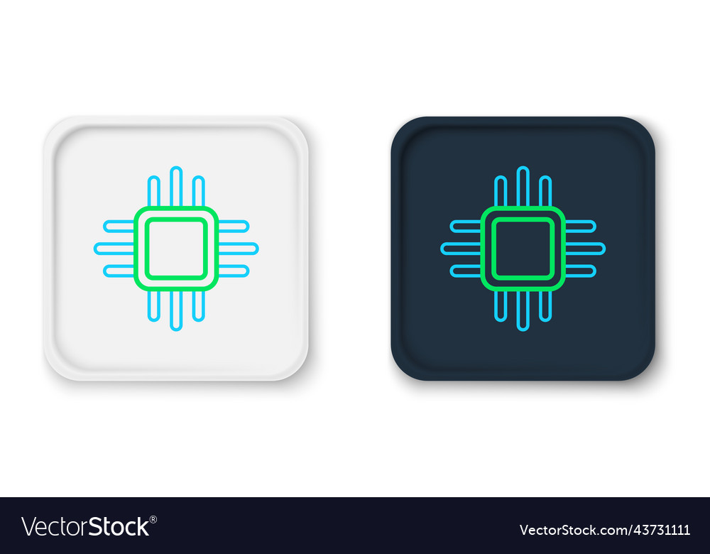 Line Computer Processor With Microcircuits Cpu Vector Image