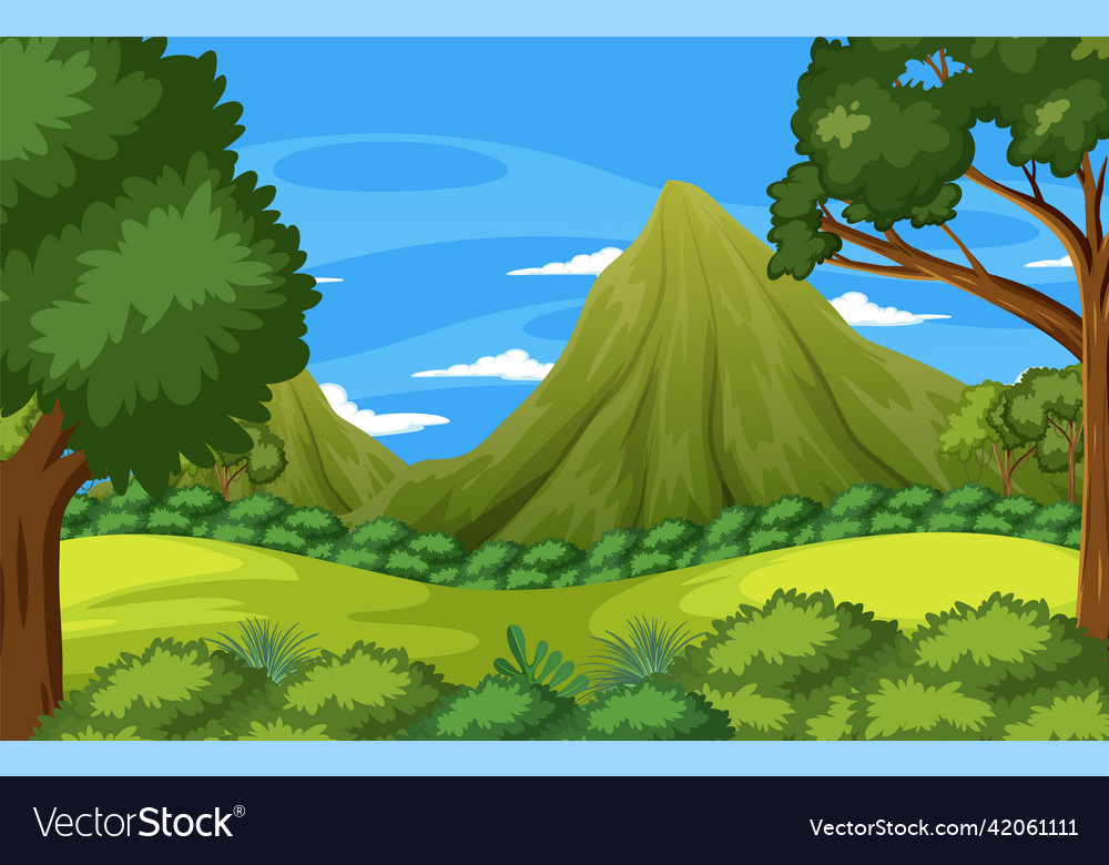 Nature scene with trees and fields Royalty Free Vector Image