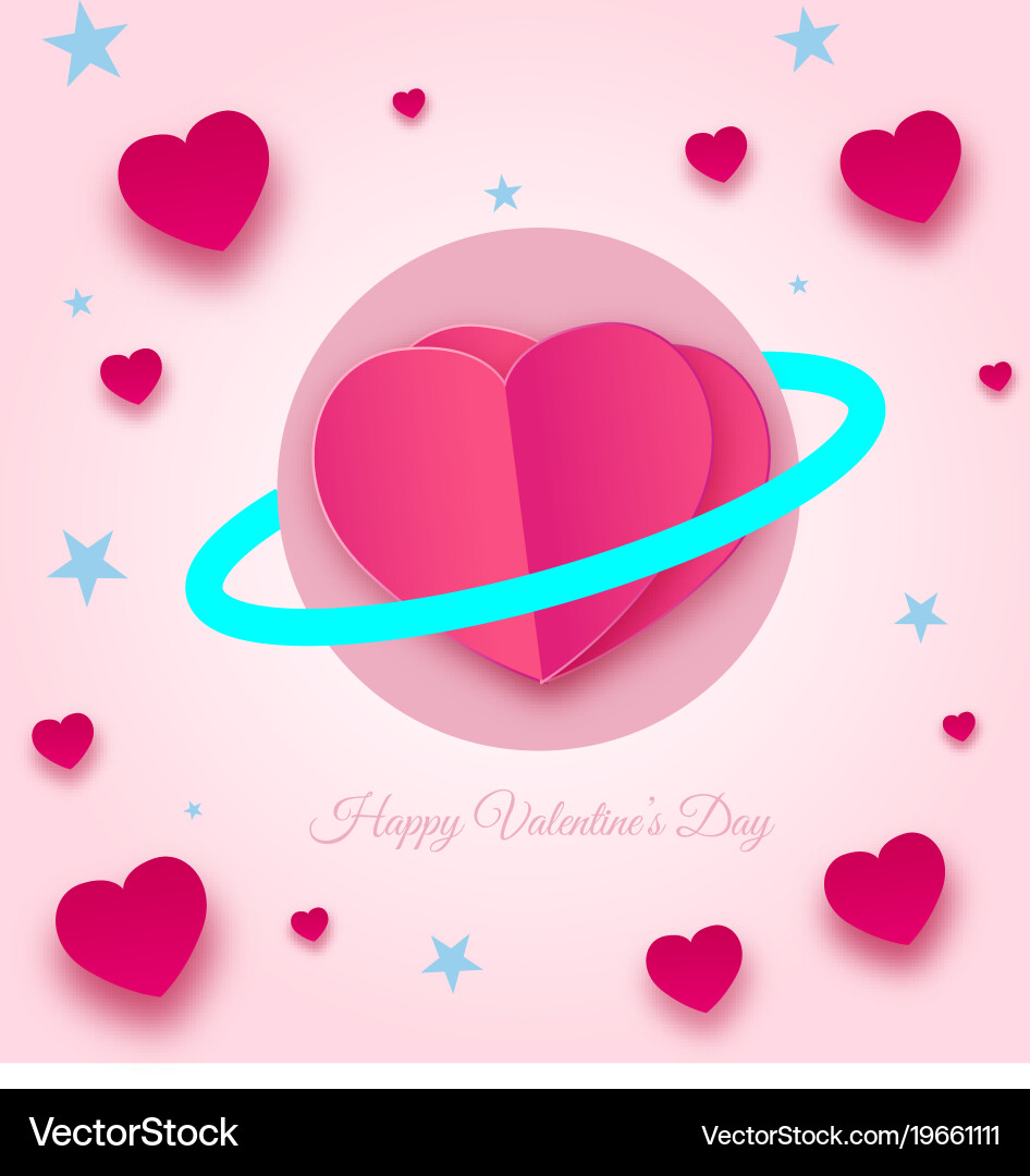 Pink heart in circle ring and background vect Vector Image