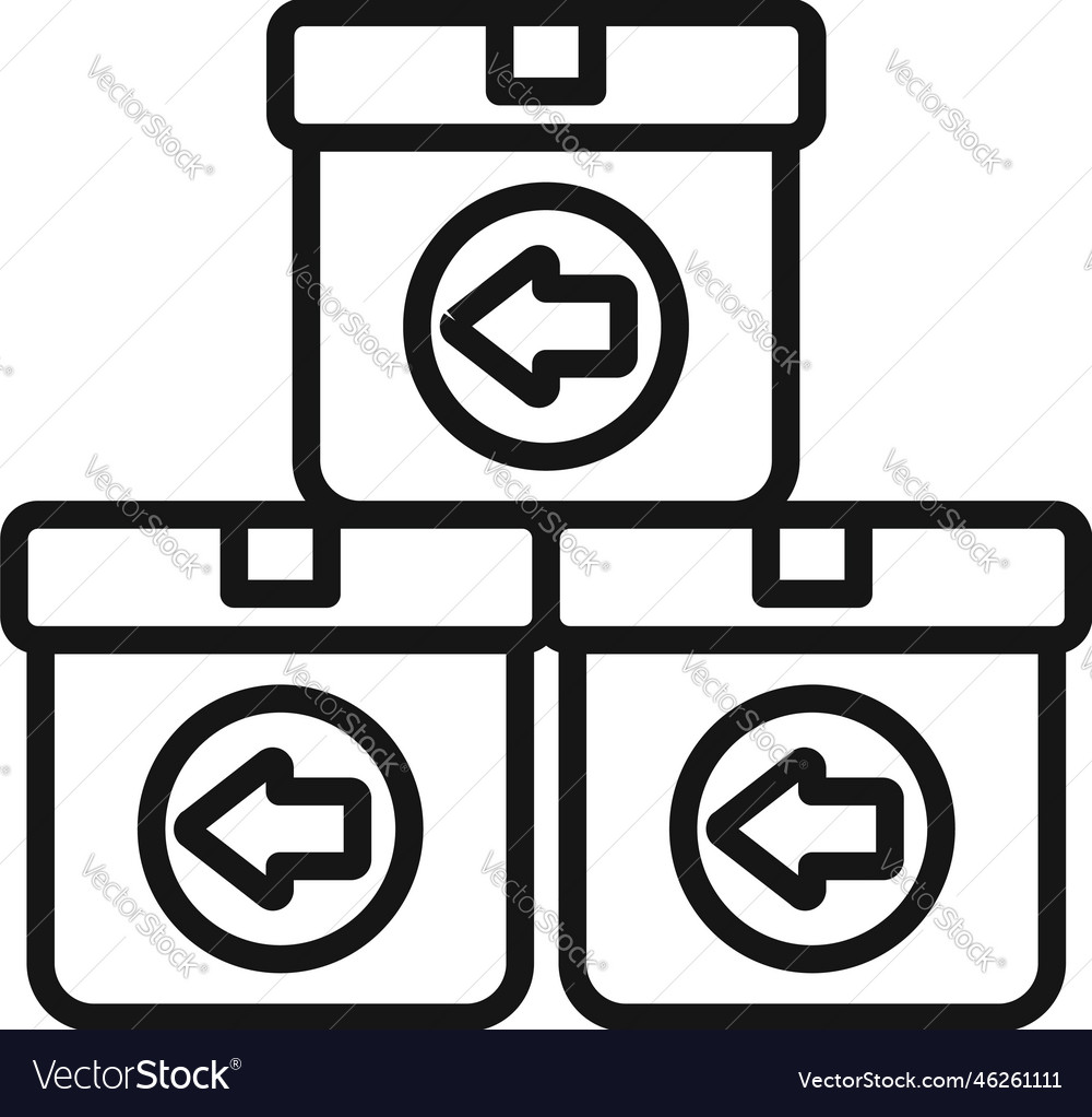 Return parcel stack icon outline box Royalty Free Vector