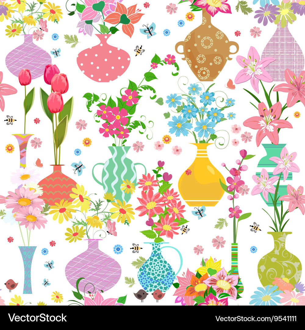 Seamless texture with cute collection vases of Vector Image