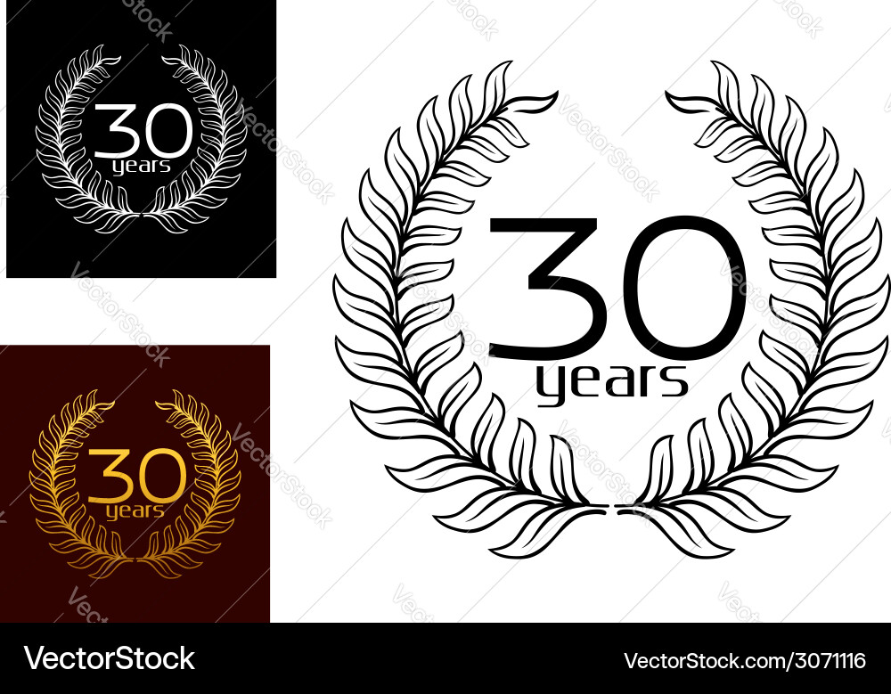 30 years anniversary wreaths Royalty Free Vector Image
