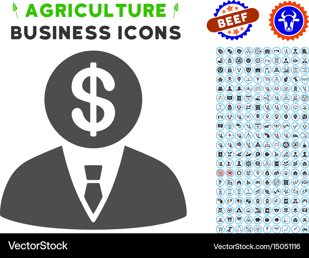 Banker icon with agriculture set Royalty Free Vector Image