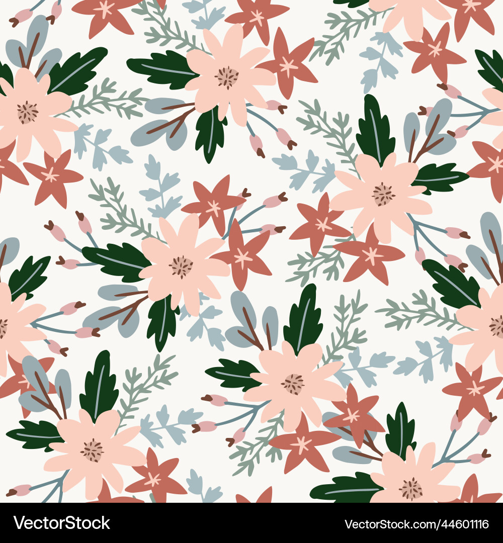 Beautiful christmas seamless pattern poinsettia Vector Image