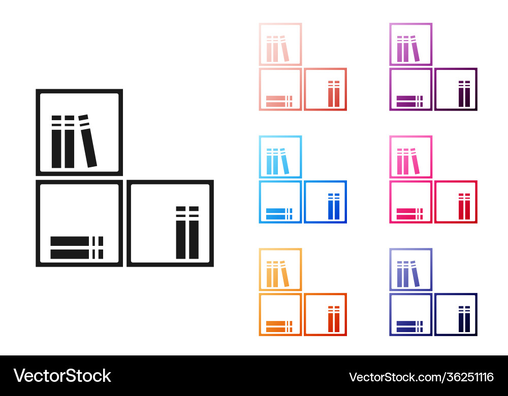 Black shelf with books icon isolated on white Vector Image