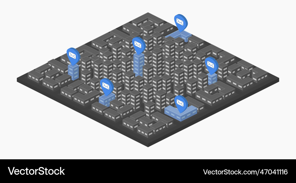 City center downtown isometric post office map Vector Image