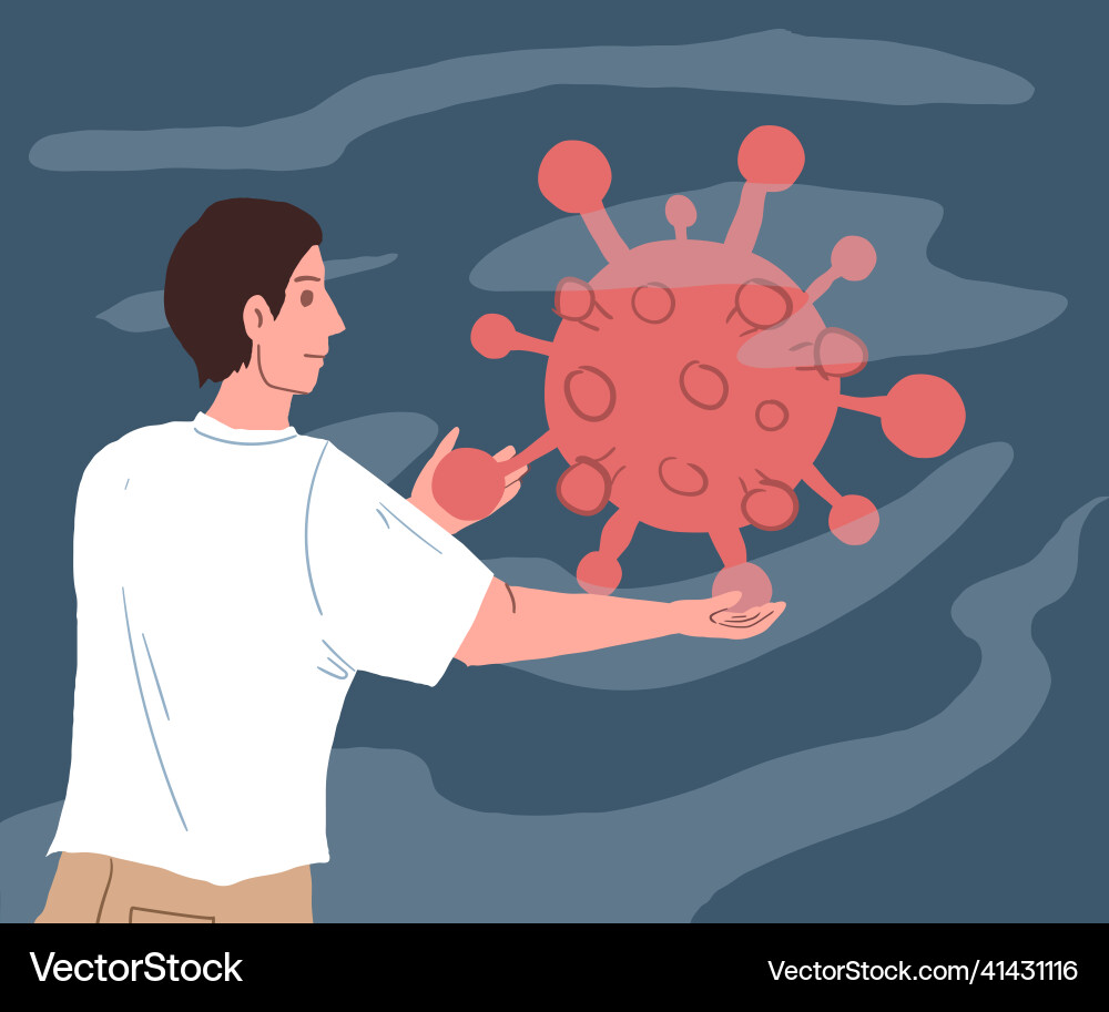 Flat cartoon man character holding giant Vector Image