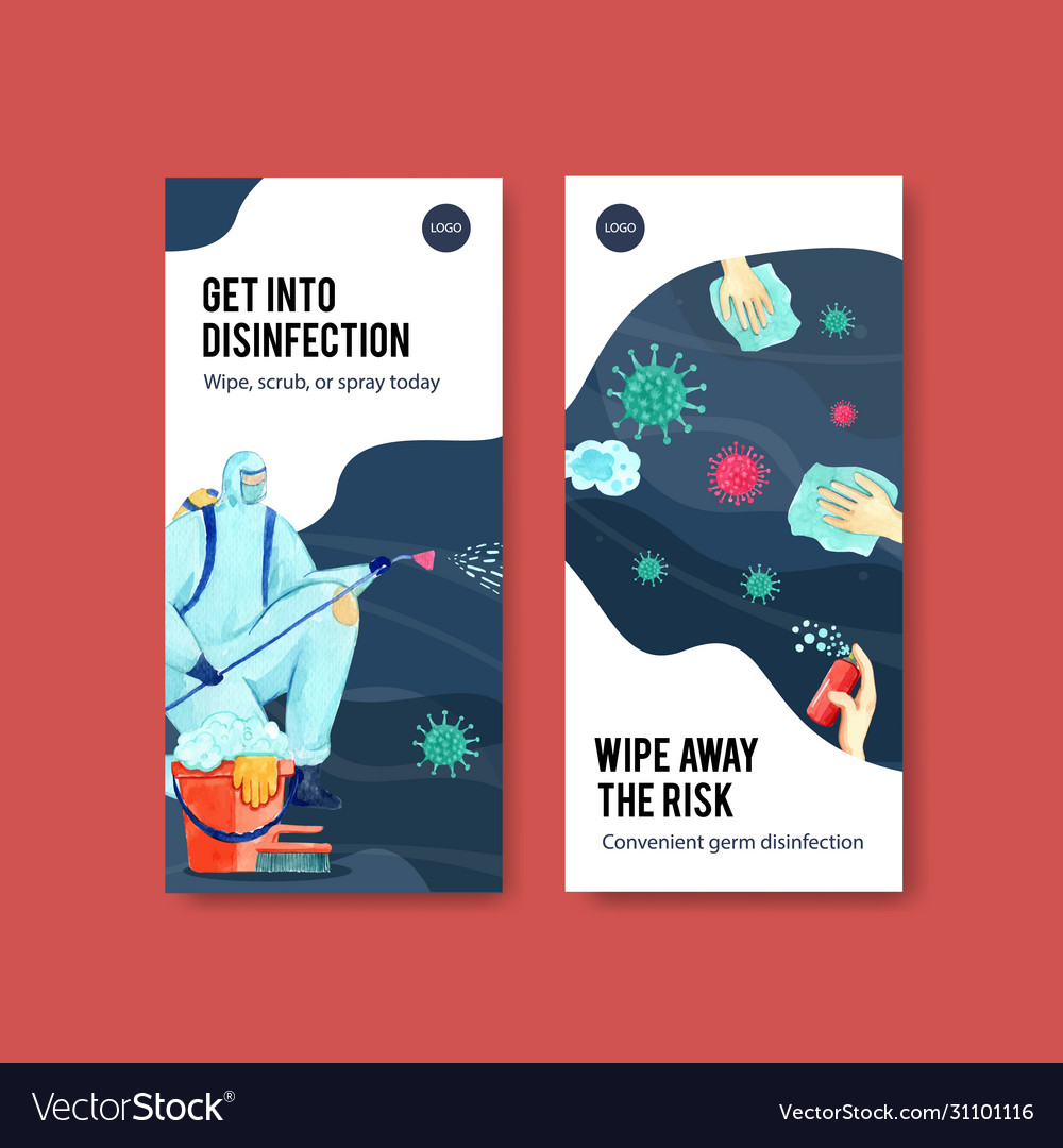 Flyer or leaflet design disinfection Royalty Free Vector