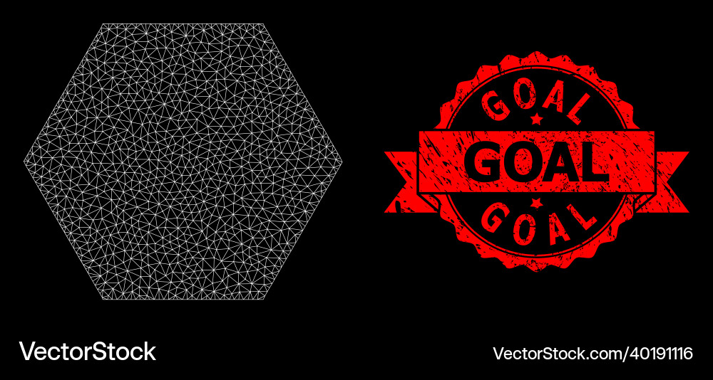Grunge goal stamp and polygonal network filled Vector Image