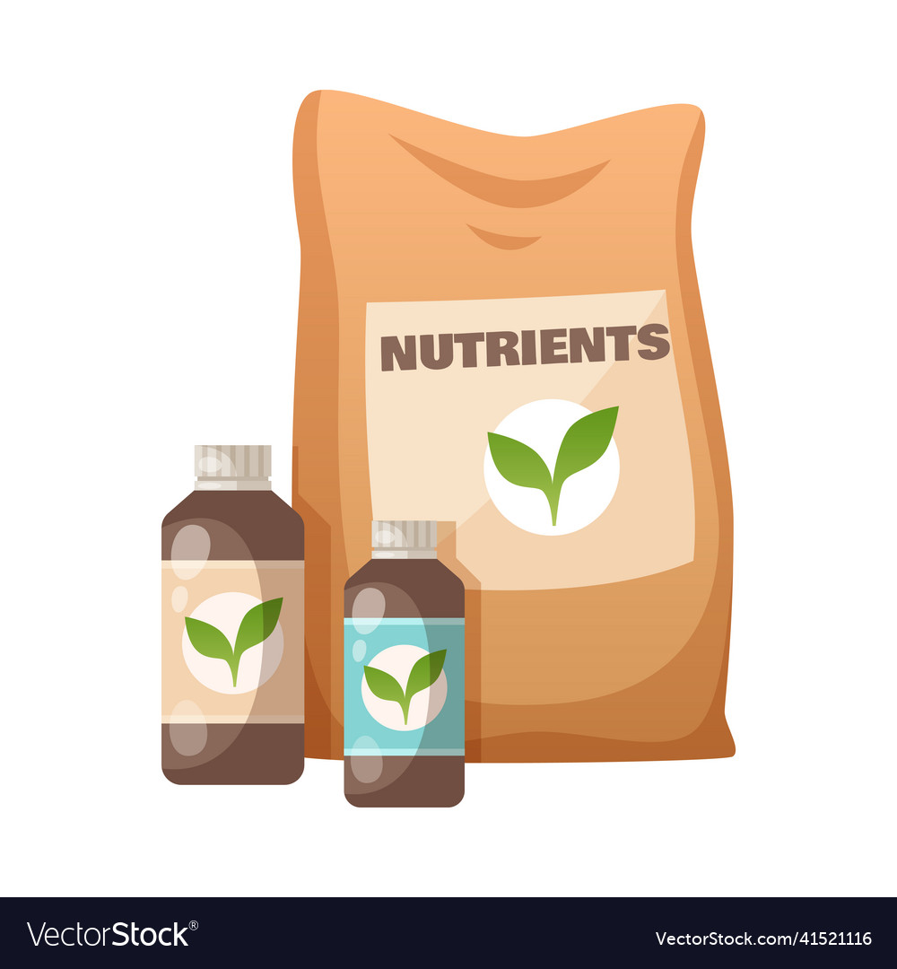 Nutrients packaging cartoon composition Royalty Free Vector
