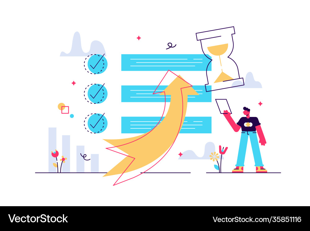 Productivity management with to-do list and task Vector Image