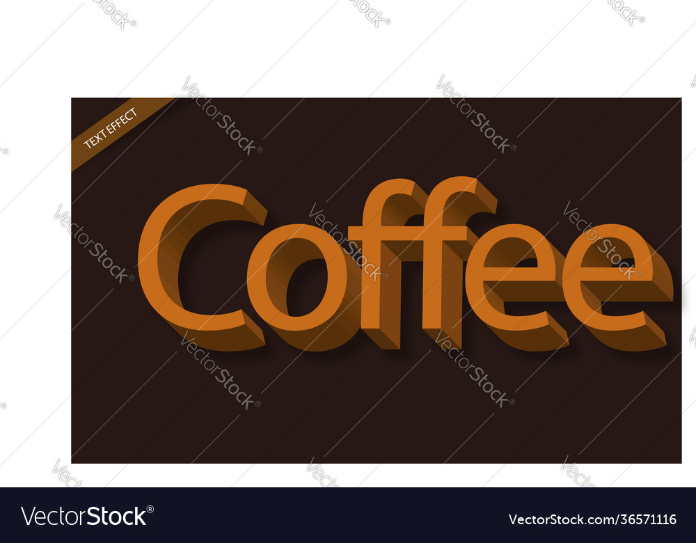Script coffee 3d text effect or font Royalty Free Vector