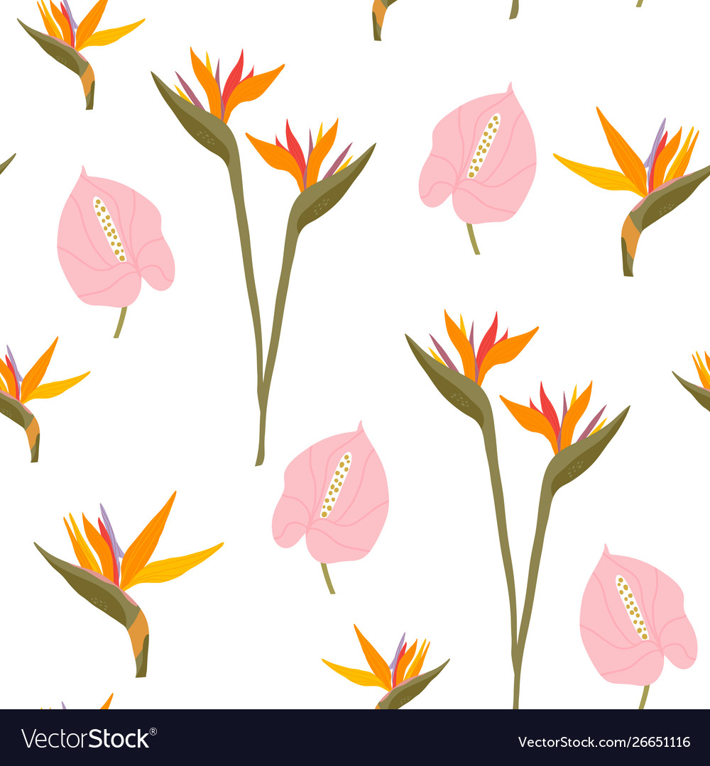 Seamless pattern with tropical flowers creative Vector Image