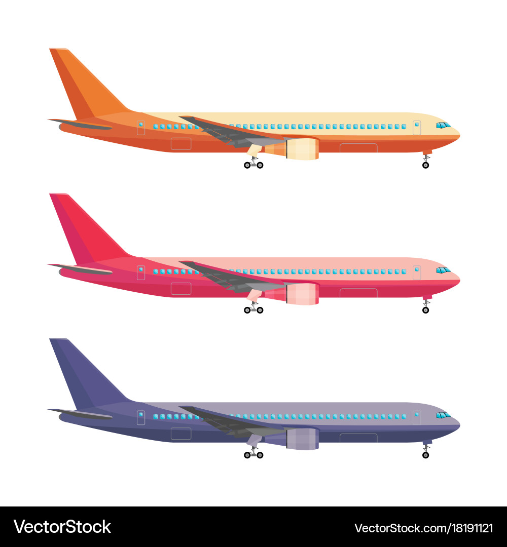 Airplane in colored tail set with one motors art Vector Image