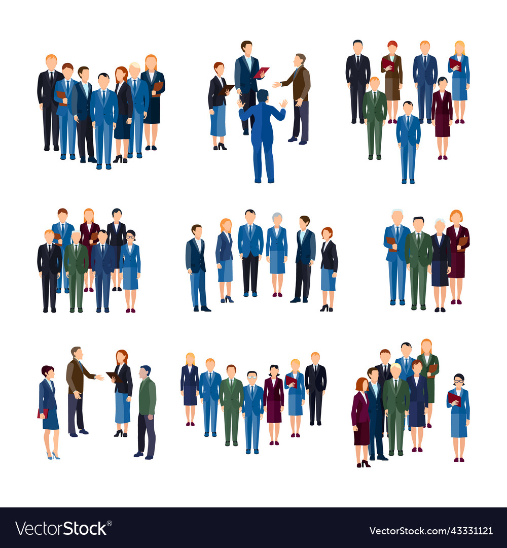 Business people groups flat icons collection Vector Image