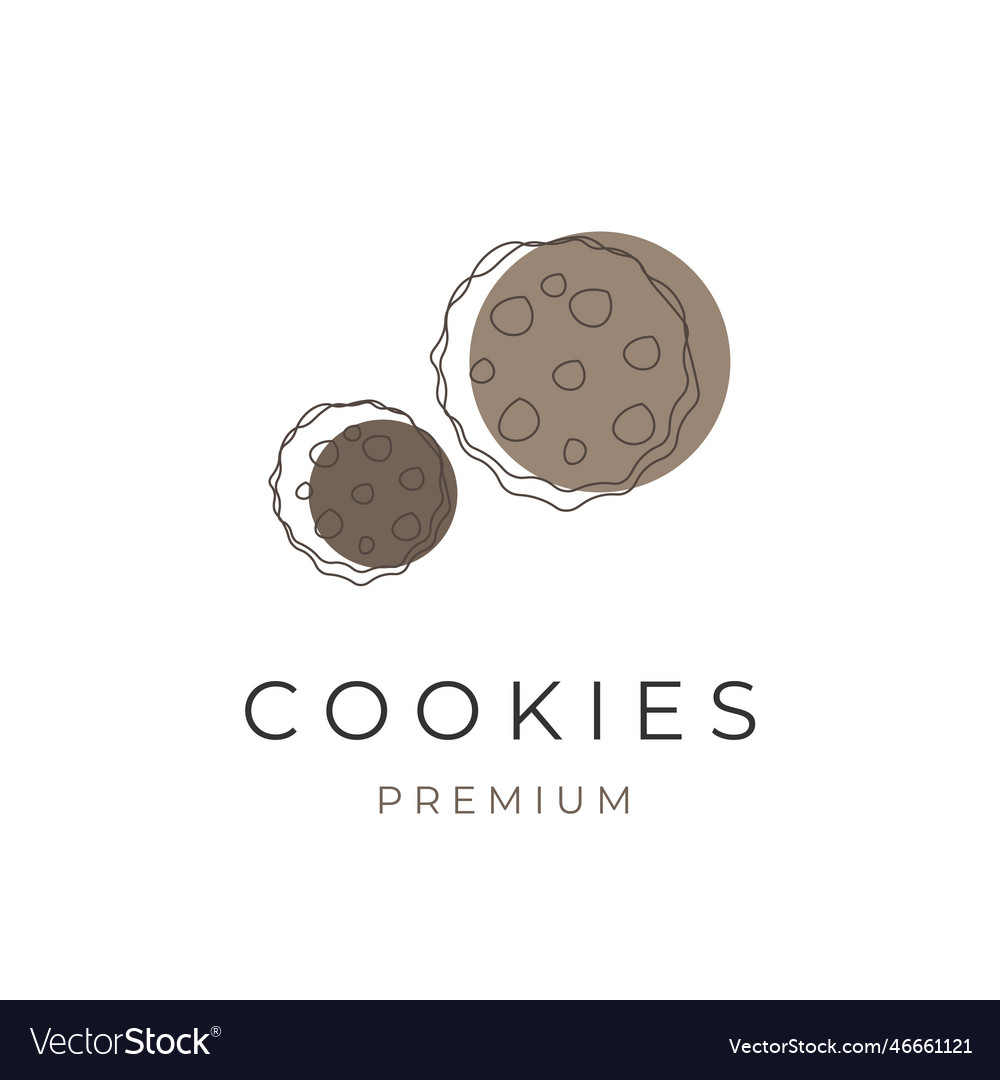 Chocolate chip cookies line art Royalty Free Vector Image