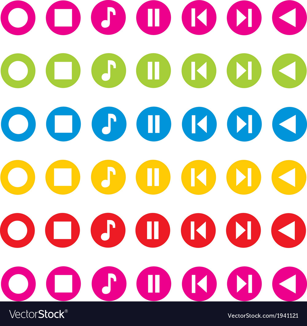 Colorful multimedia player button Royalty Free Vector Image