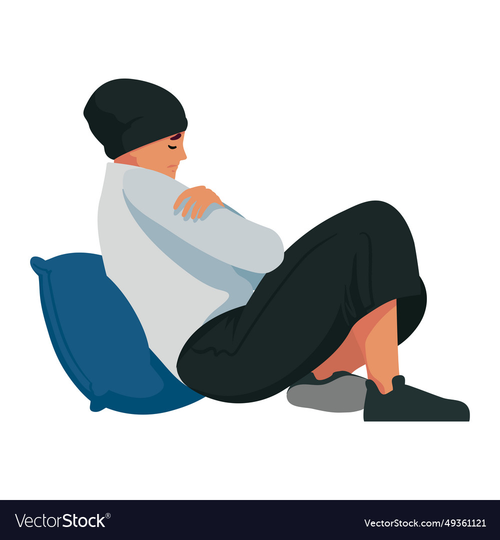 Depression man sitting Royalty Free Vector Image