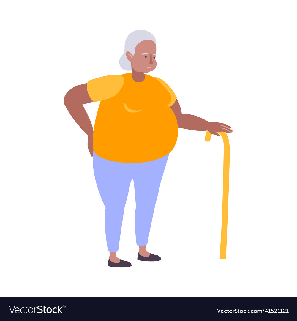 Fat grandma flat composition Royalty Free Vector Image