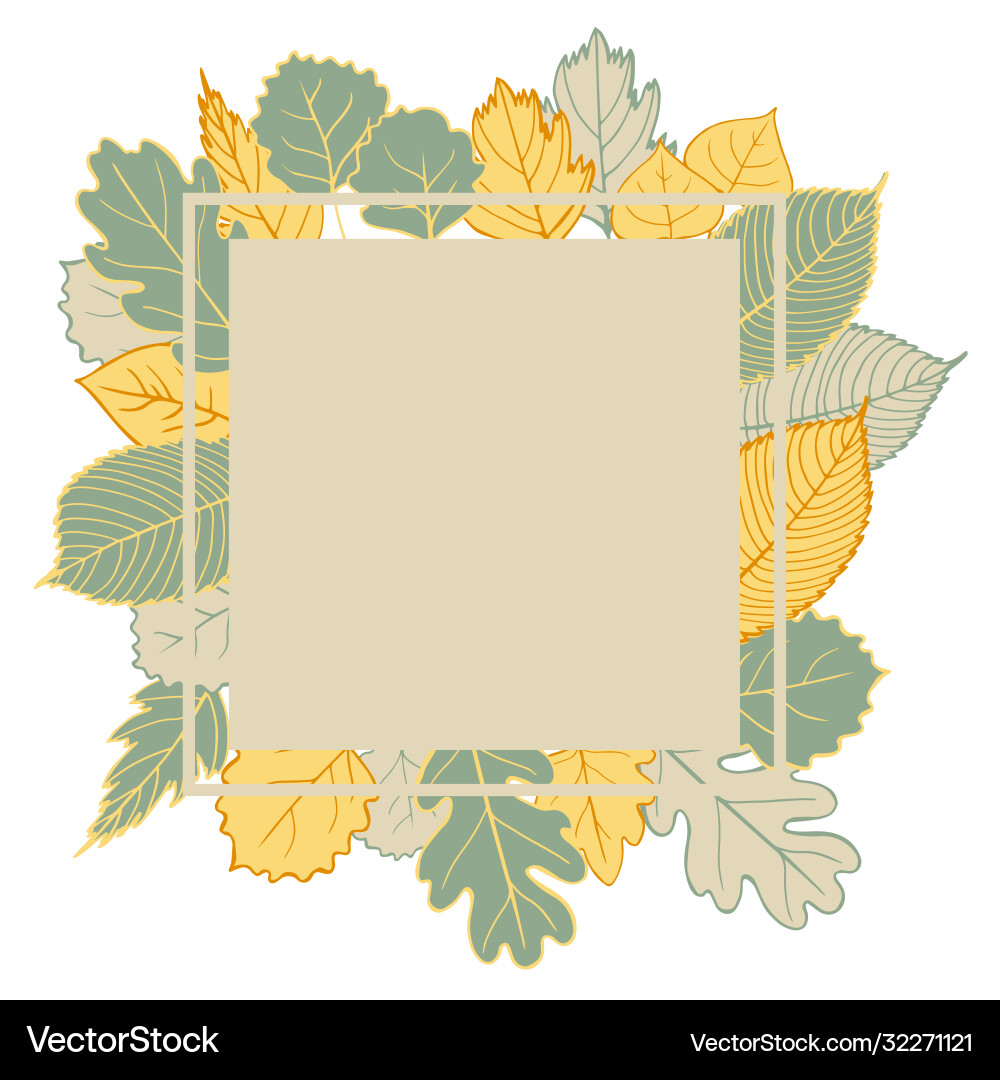 Frame with hand-drawn autumn leaves sketch Vector Image