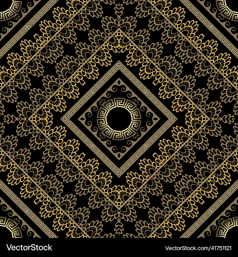 Greek ornamental golden seamless pattern rhombus Vector Image