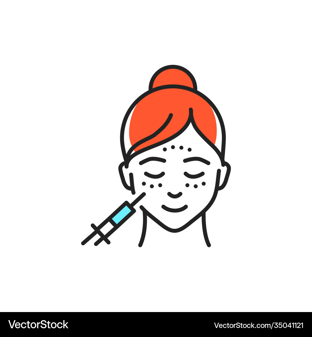 Injections face color line icon pictograph for web