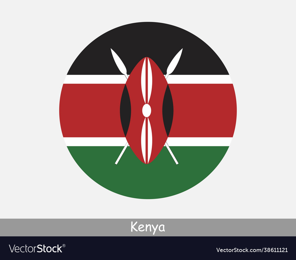 Kenya round circle flag Royalty Free Vector Image