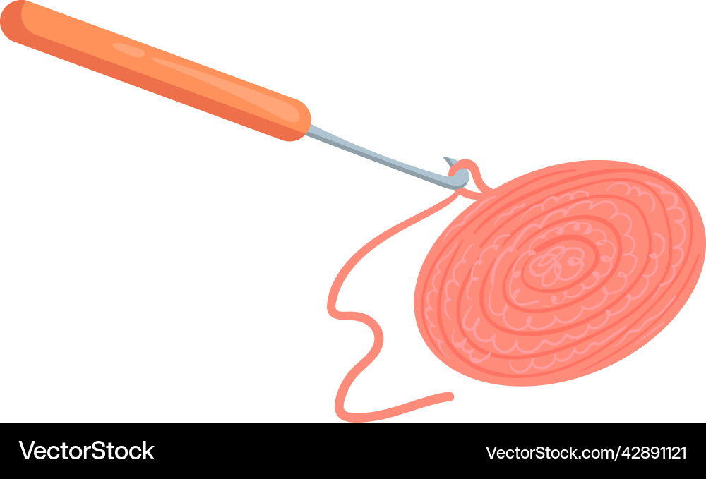 Knitting with hook craft crochet yarn cartoon Vector Image