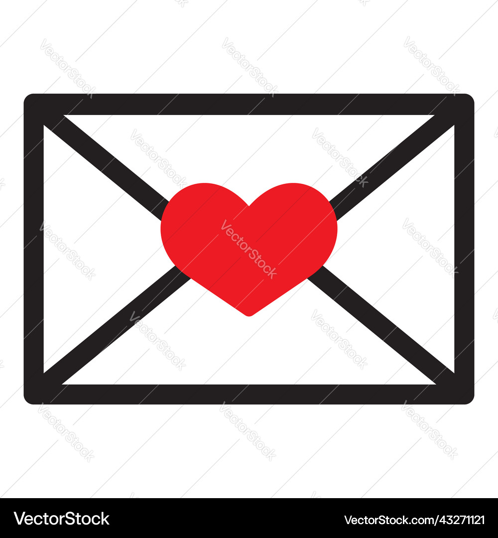 Message heart love letter red heart Royalty Free Vector