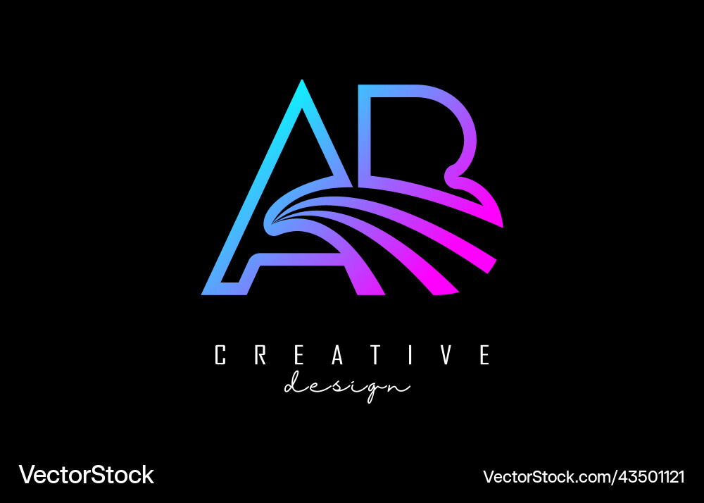 Outline colorful leading lines letters ab a b Vector Image