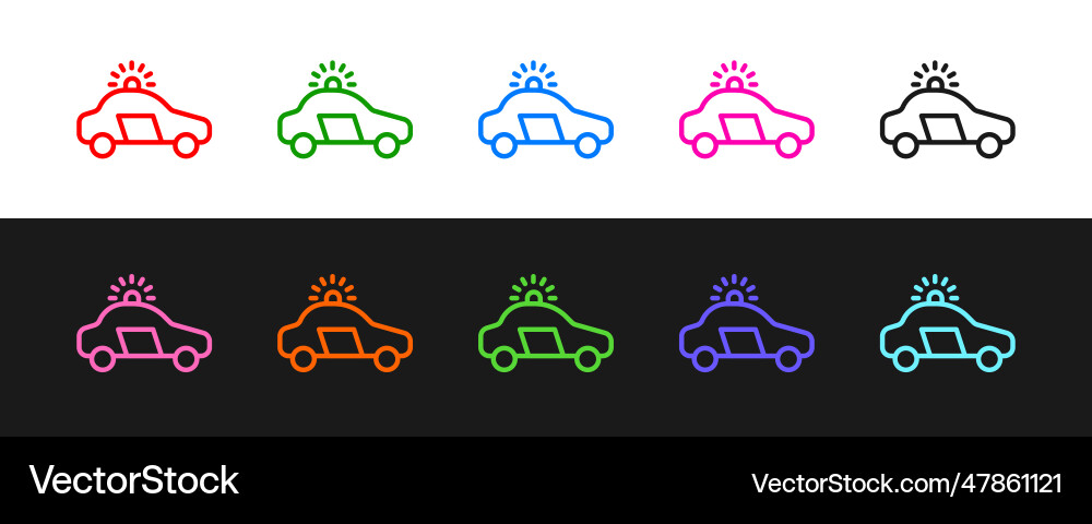Set line police car and flasher icon Royalty Free Vector