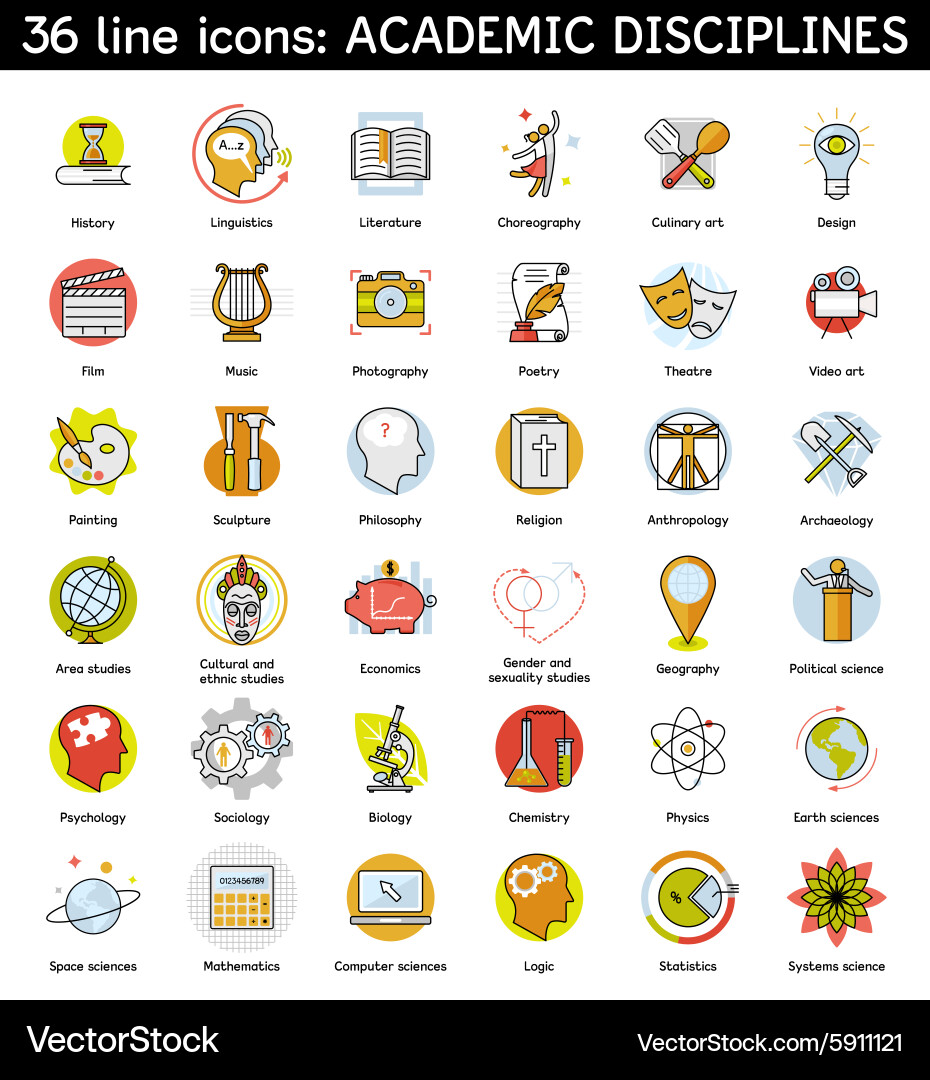 Set of academic disciplines icons Royalty Free Vector Image