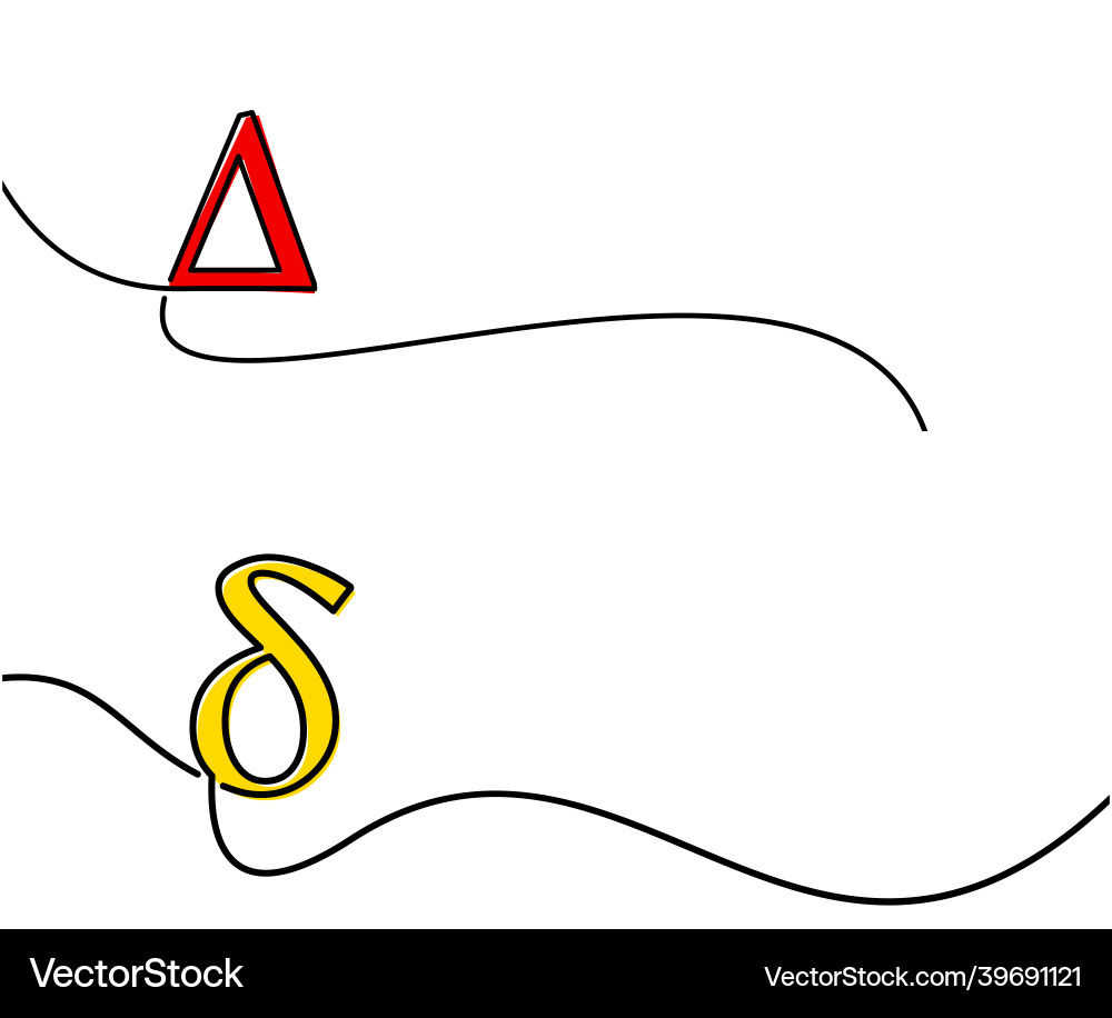 Single line drawn greek alphabet letters outline Vector Image