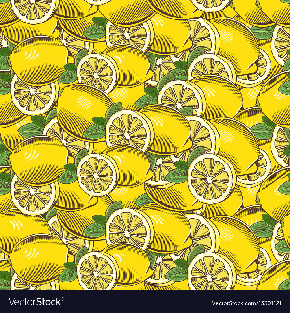 Vintage lemon seamless pattern Royalty Free Vector Image