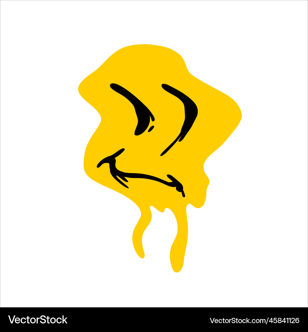 Acid smile face melted rave Royalty Free Vector Image