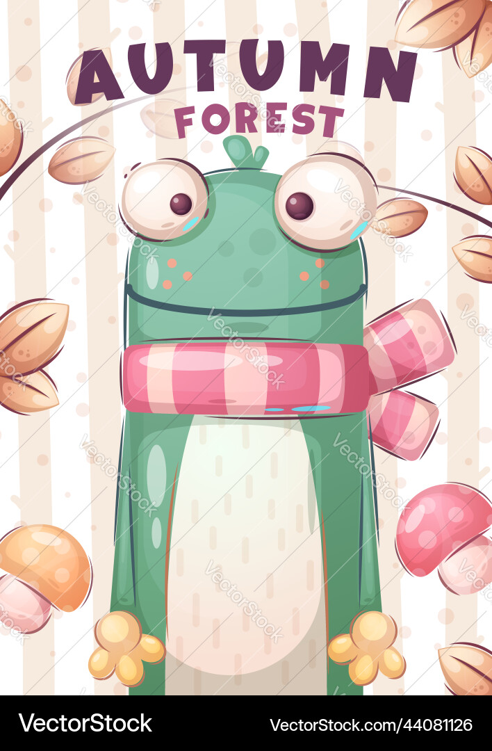 Cartoon character frog - poster template Vector Image