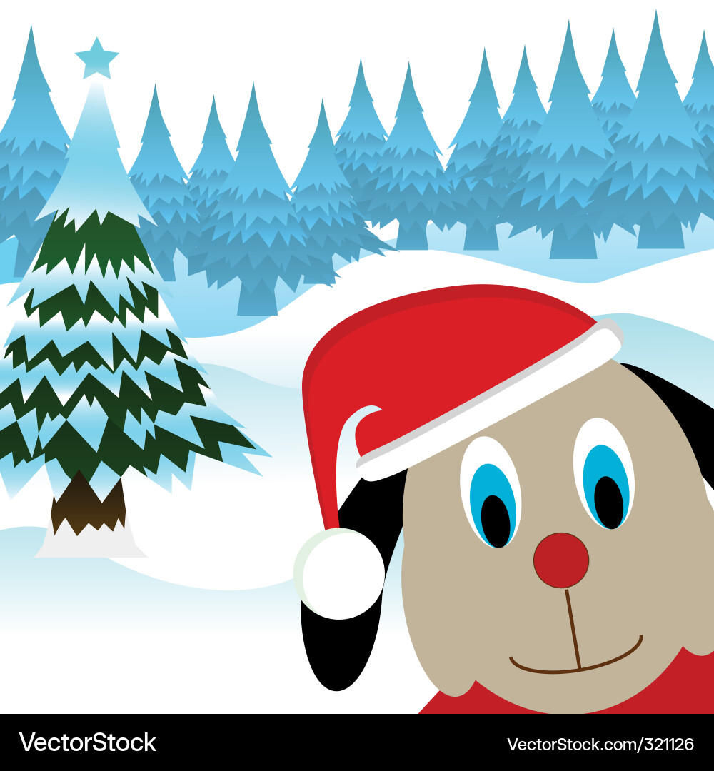 Cartoon dog with noel cap Royalty Free Vector Image