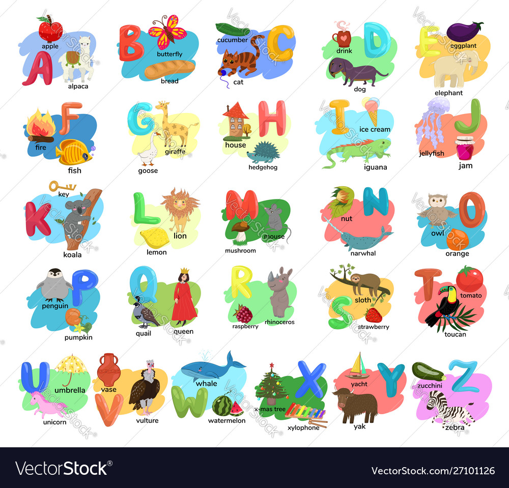 Children s alphabet with animals Royalty Free Vector Image