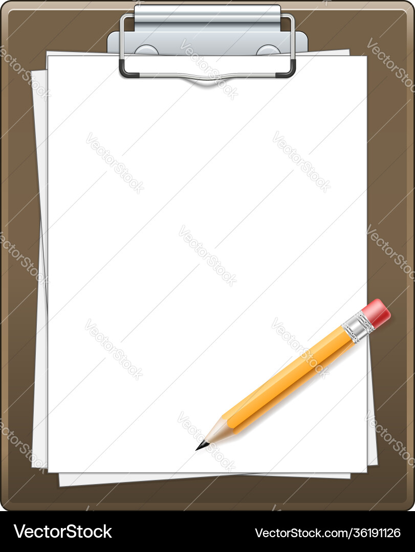 Clipboard with paper and pencil Royalty Free Vector Image